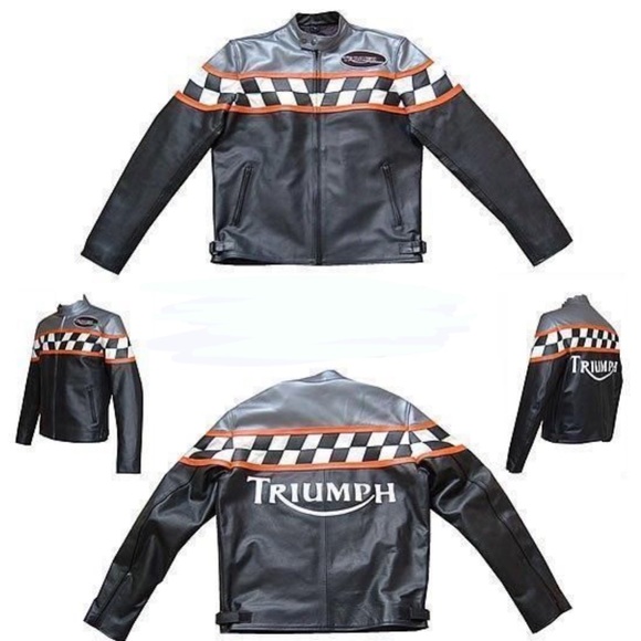 Triumph | Jackets & Coats | Triumph Motorcycle Leather Trimmed Jacket ...